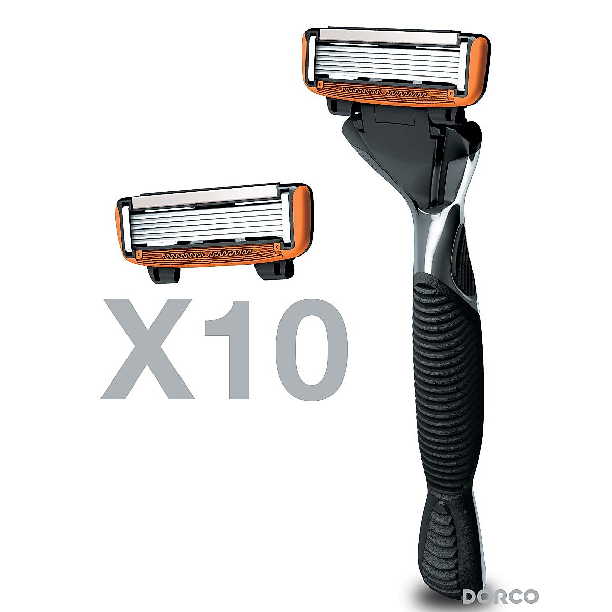Dorco Pace 6 - Six Blade Razor Blade System - Value Pack (10 Pack + 1 Handle)