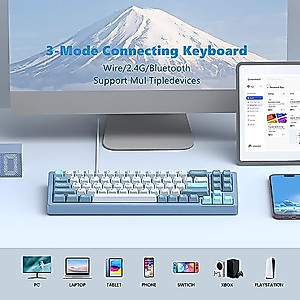 Womier S-K71 75% Gaming Keyboard, Aluminum Alloy Shell Wireless Mechanical Keyboard Bluetooth/2.4G/Wired Hot Swappable Pre-lubed Switches, Gasket Mounted RGB Keyboard, PBT Keycaps for Mac/Win, Blue