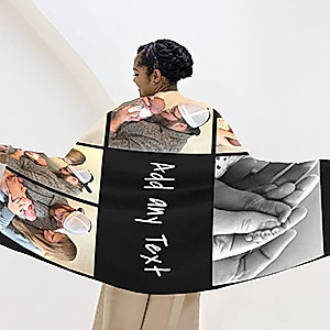 Personalized Picture Text Throw Blanket Custom Blankets with Photos Customized Valentine's day Wedding Christmas Birthday for Father Friend Couples Boyfriend Girlfriend Mothers Sister Dogs 50"x40"