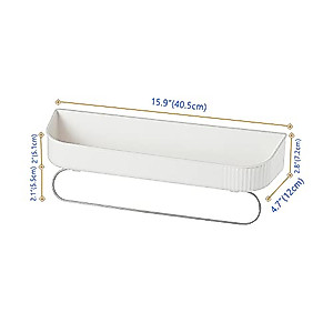Poeland Bathroom Shelf with Towel Bar, Wall Mounted Shower Storage Organizer Shower Caddy for Bathroom Living Room Kitchen