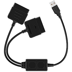 OSTENT Dual USB Adapter Converter Cable Cord for Sony PlayStation 1/2 PS One PSX Wired Controller Gamepad Joystick to PC Laptop