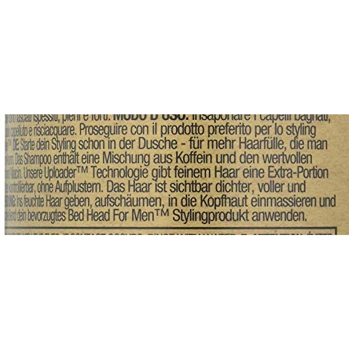 Bed Head for Men by Tigi Dense Up Mens Thickening Style Building Shampoo 750 ml