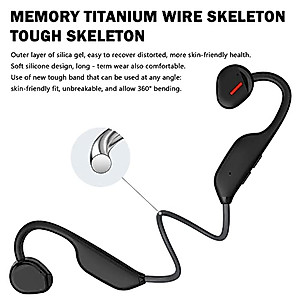 Open Ear Air Conduction Headphones, Wireless Earphones Bluetooth 5.3 Headset, Up to 10+ Hours Playtime Sports Headphones for Running/Cycling/Hiking/Gym/Climbing/Driving/Music/Gaming/Working (Black)