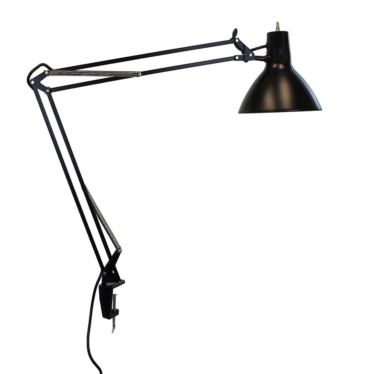 Luxo LS1ABK LS 23W CFL Task Light, 45" Powder-Coated Arm with External Springs, Edge Clamp, Black