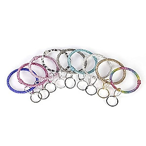 Bling Buy Rhinestone Wearable Keyring Bangle Sparkle Bracelet keychain Wristlet Key Chain for Women, Silver, 3 Inch