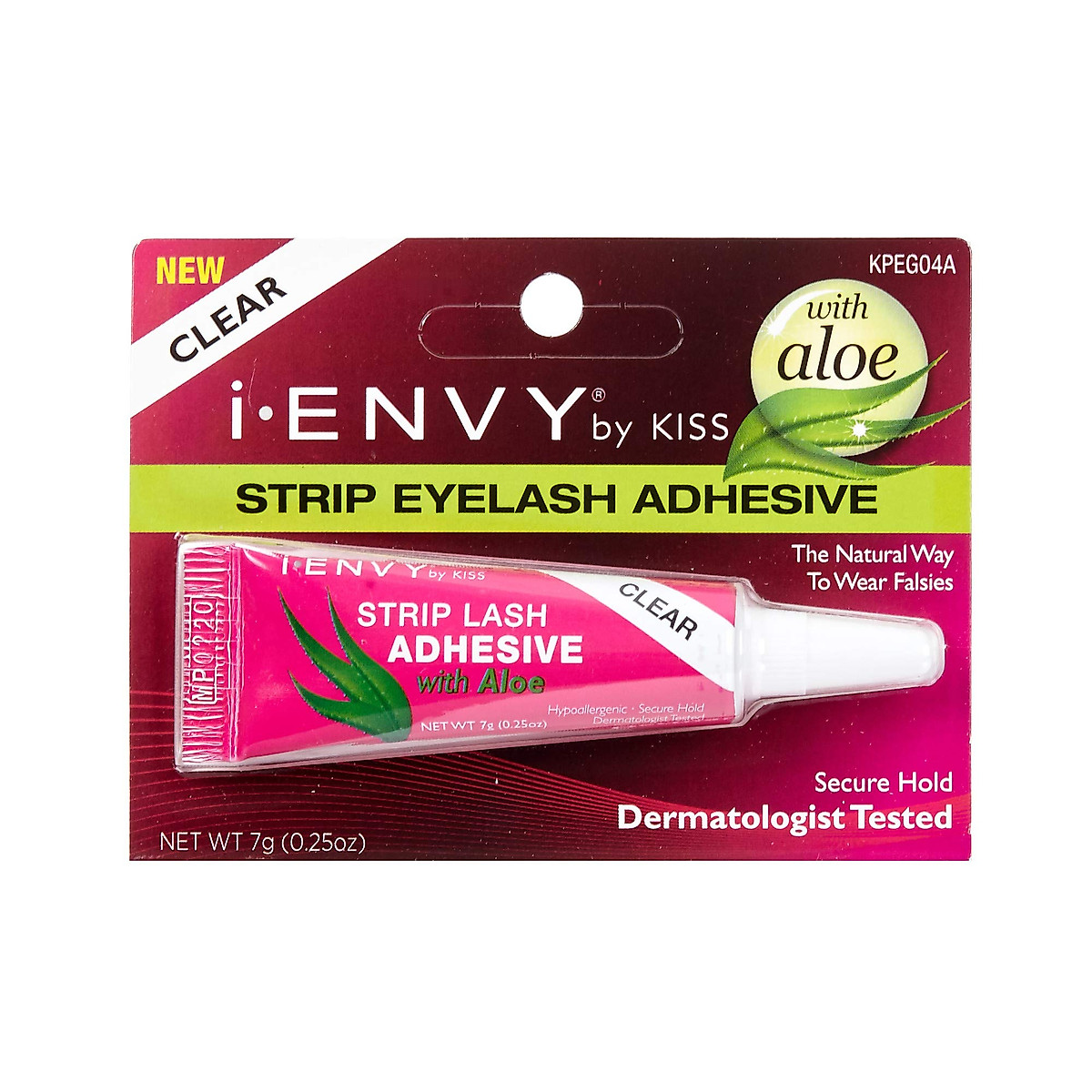 Kiss I Envy Clear 04 Eyelash Adhesive Strip with Alo 0.25 Ounce (7ml) (2 Pack)
