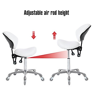 FRNIAMC Ergonomic Saddle Stool Rolling Adjustable, Hydraulic Heavy-Duty (350 lbs) Stool Chair for Dental Lab Salon Massage Studio Office(White, With Backrest)