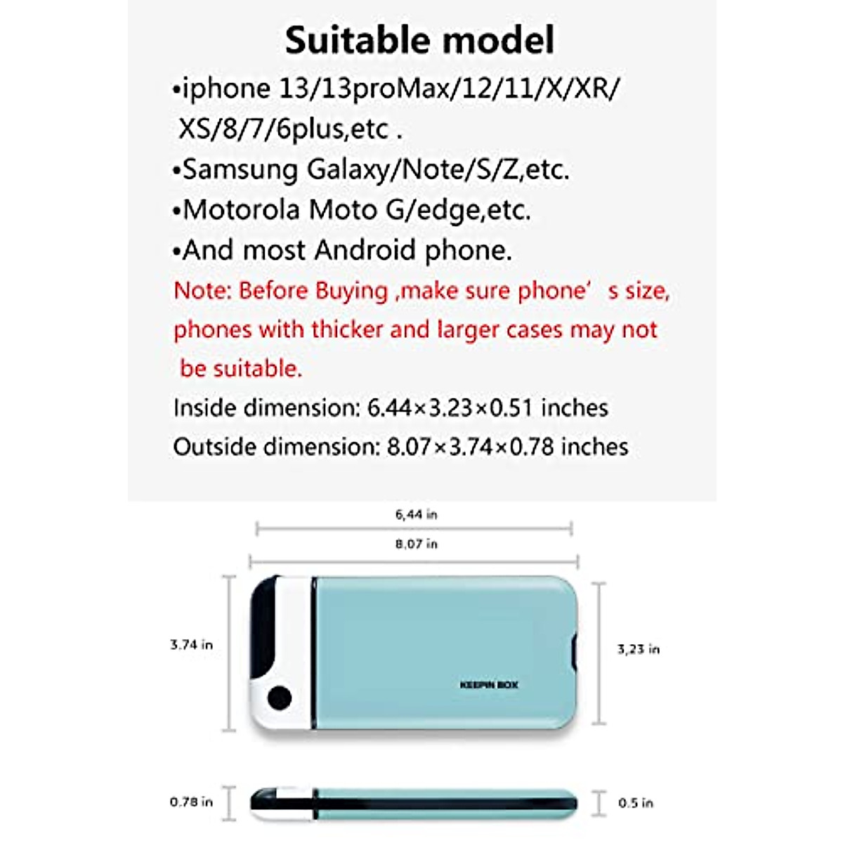 HQ PinShengHuo Cell Phone Lock Box with Timer,Phone Jail,Time Lock Box, Suitable for iPhone and Android Phones, Help to Focus, Prevent Phone Addiction, Portable,Timed,Control Self(Blue)