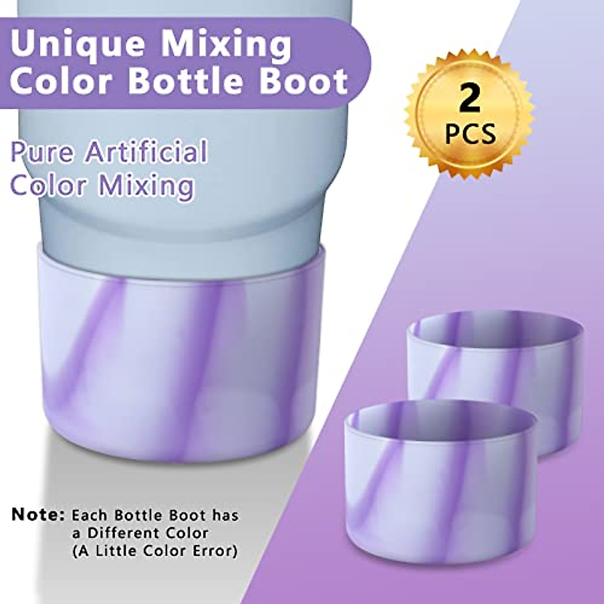 WUQID Protective Mixed Silicone Boot Sleeve 2PC Compatible with Stanley 20 30 40oz & Hydroflask 12oz-40oz Bottles/Tumbler Anti-Slip Bottom Sleeve Cover for All Bottles Bottom Width of 2.83-2.95in