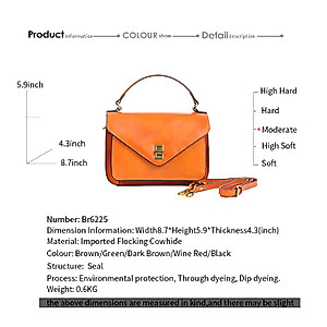 Leather Bags Purses and Handbags Shoulder Bags for Women Soft Leather Ladies Crossbody Bag Wax Skin Bag Retro Classic Style (Black)