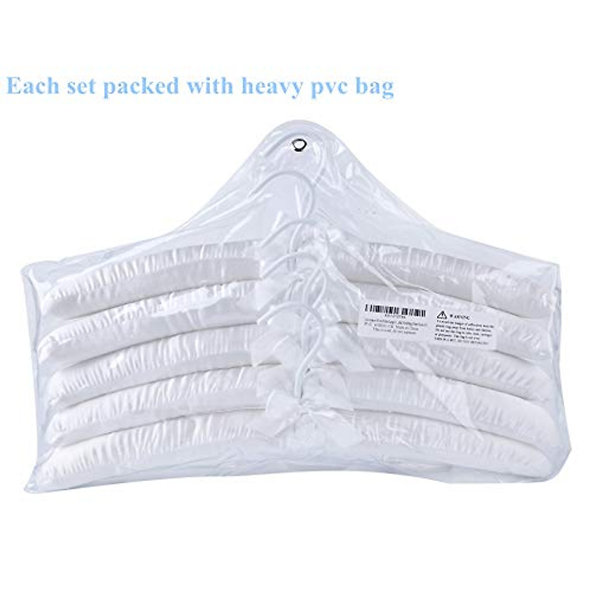 Cocomaya 17 Inch Extra Large Anti Slip Satin Padded Bridal Wedding Dress Hanger No Bumps for Dress Coats, Sweaters Pack of 5 (White, 5)