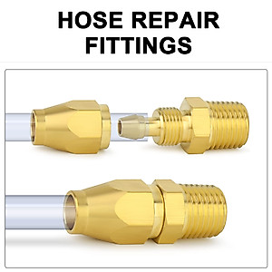 ChillWaves Brass Pneumatics Reusable Replacement Fitting，Hose-End Repair Fitting 1/4" ID Hose（1/4" Barb）x 1/4" NPT Rigid(5-PACK)