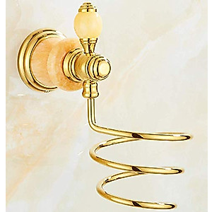 XG-WU Hair Dryer Holder European Copper Natural Jade Gold Bathroom Hair Dryer Shelf Wall Mounted air Duct Frame Bathroom