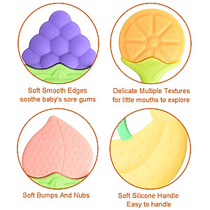 Baby Teething Toys 6 PCS BPA Free Silicone Baby Teethers, Freezer Safe Organic Infant Teething Toys Soft & Textured for Natural Brain Development