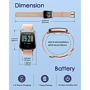 GRV Smart Watch for Women IP68 Waterproof, Fitness Tracker Heart Rate Monitor Digital Watch, Smartwatch for Android Phones and iOS Phones Pink