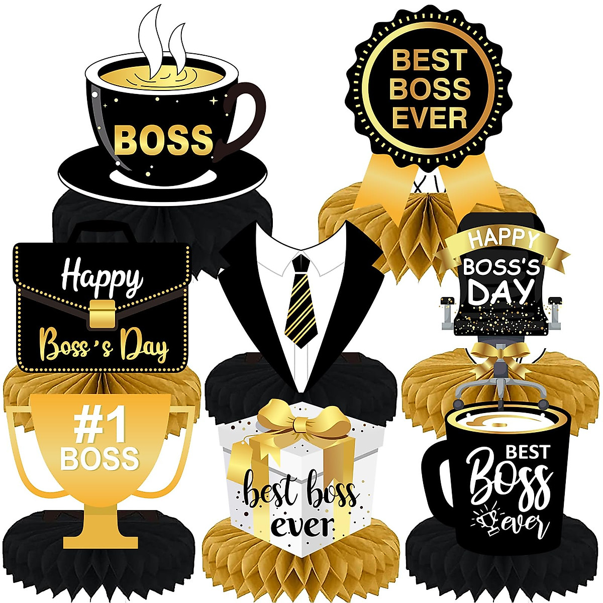 Happy Boss’s Day Honeycomb Centerpieces Table Decorations, Best Boss Ever Honeycomb Table Centerpieces Decorations Office Party Decor