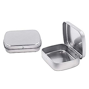 9 Pack Metal Rectangular Hinged Tin Boxes with Lid,2.4x1.8x0.6 Inch, Containers Portable Box for Small Storage Kit Home Organizer,Black,White,Silver Model 604715