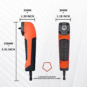 90 Degree Drill Adapter, Right Angle Drill Attachment, ABS Handle Screwdriver Socket Adapter, Drill Bit Corner Adapter, Perfect for Driving Screws and Drill Holes in Tight Spaces(Orange)