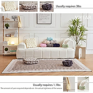 Chunky Yarn for Hand Knitting Blanket Knotted Pillow，Super Soft Vegan Light Blue Velvet Yarn Jumbo Fluffyh Braided Cotton Bulky Giant Yarn for Christmas DIY Home Decoration