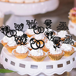 24Pcs Halloween Bachelorette Cupcake Toppers Black Glitter Boo To Be Ring Bride Or Die Skull Heart Blood Cake Picks Horror Ghost Engagement Party Decorations