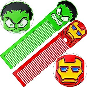 2Pcs Hulk & Iron Man Comb Stainless Steel Metal Comb Dense Tooth Comb Compact Size Comb