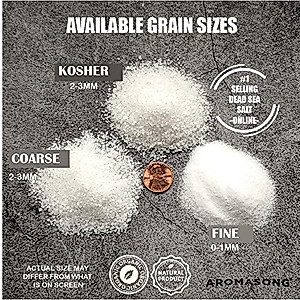 100% Natural Sea Salt, Coarse Grain, Large Bulk 2.43 Lb. Resealable Bag, Pure & Natural Sun Dried Dead Sea Salt, Unrefined, Gluten Free, Grinder Refill Sea Salt For Daily Cooking & Pickling Salt