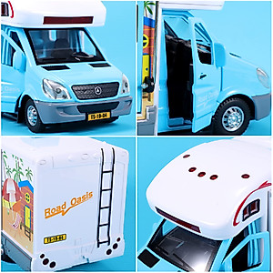 BUNICORN RV Camper Vehicle Playset Camping Toy Set Beach Recreational Vehicle Large Pull Back Car Pretending Toys Alloy Car Chair Table Toys