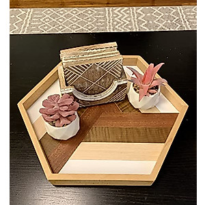 Decorative Coffee Table Tray, Home Farmhouse Boho Decor, Wooden Serving Tray, Round Tray, Drink, Large Ottoman Tray, Circle Bar Tray