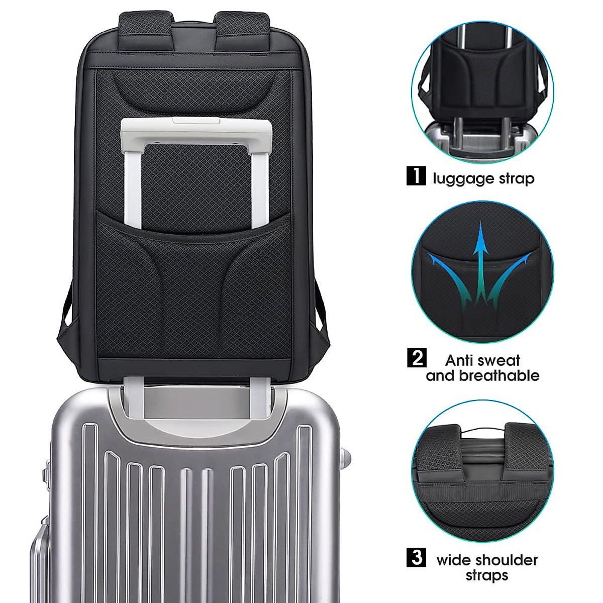 BANGE Anti Theft Business Laptop Backpack Fits 15.6 Inch Notebook,Smart Work Backpack with USB Charging Port for School Office College Airplane