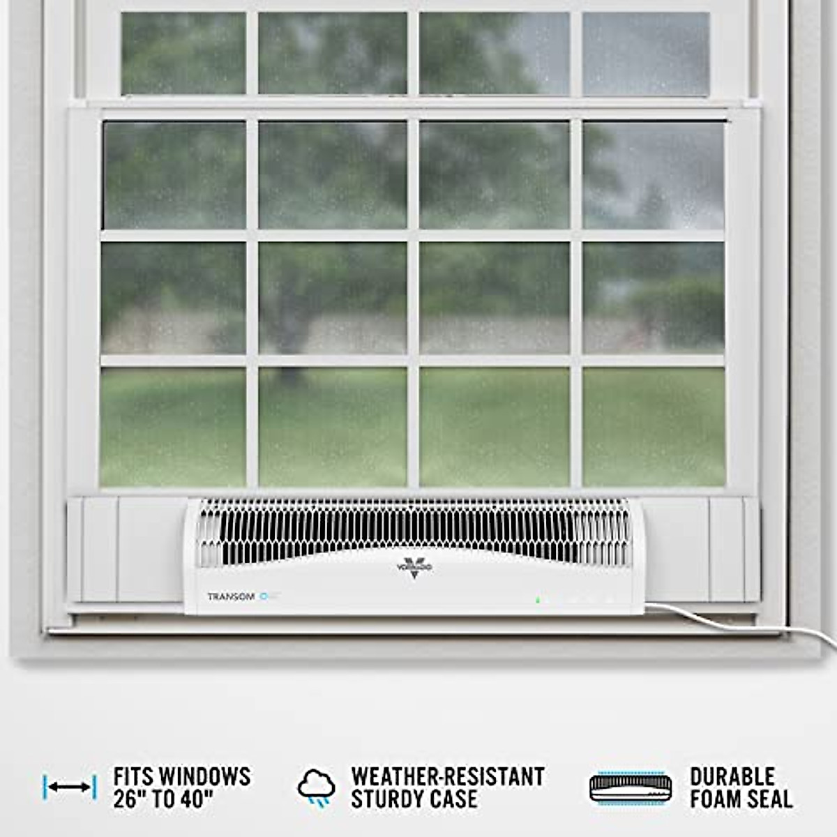 Vornado TRANSOM AE Window Fan Compatible with Alexa, 4 Speeds, Reversible Exhaust Mode, Weather Resistant Case, Whole Room,White & 184 Whole Room Air Circulator Tower Fan, 41", 184-41", Black
