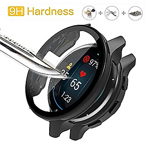 Acadeny venu 2 plus-case-2black Case with Tempered Glass Screen Protector Compatible for Garmin Plus, 9H Hardness 360 Degree All-Round Protective Ultra Thin PC Cover