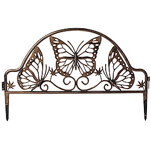 Gardenised QI004110.6 Decorative Butterfly Design Fence Garden Edging Landscape Border Path Panel, Pack of 6, Bronze