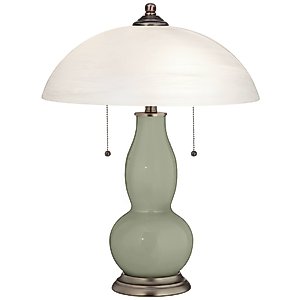 Color + Plus Evergreen Fog Gourd-Shaped Table Lamp with Alabaster Shade