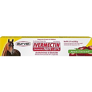Ivermectin Paste Dewormer - 6.08g dose @ 1.87% Apple Flavor (3 Pack)