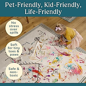 RUGGABLE Zareen Washable Rug - Perfect Boho Area Rug for Living Room Bedroom Kitchen - Pet & Child Friendly - Stain & Water Resistant - Steel Blue 9'x12' (Cushioned Pad)