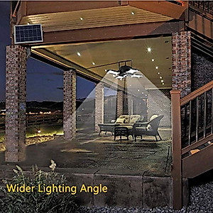 Solar Pendant Light Outdoor/Indoor, 128 LED 1000LM Solar Shed Light 4-Leaf 120° Adjustable Motion Sensor Solar Light with Remote, IP65 Waterproof Solar Security Light for Garage Garden Gazebo Porch