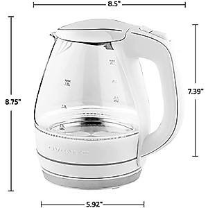 OVENTE Glass Electric Kettle Hot Water Boiler 1.5 Liter Borosilicate Glass Fast Boiling Countertop Heater - BPA Free Auto Shut Off Instant Water Heater Kettle for Coffee & Tea Maker - White KG83W