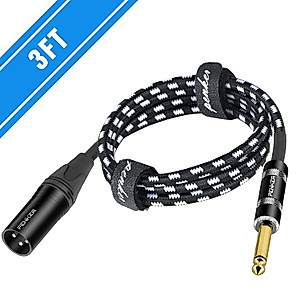 Penker XLR Cable,3ft 2 Pack Microphone Cable, XLR Male to Female Balanced Microphone Cord 3 pin, 3 Foot Short mic Cord,Black & Silver 2 Pack Design for XLR Male to Female