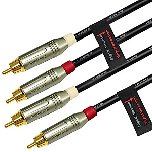WORLDS BEST CABLES 3.5 Foot RCA Cable Pair - Made with Canare L-4E6S, Star Quad, Audio Interconnect Cable and Amphenol ACPR Gold RCA Connectors – Directional Design - CUSTOM MADE