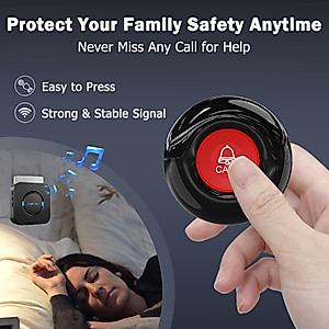 CallToU Caregiver Pager Wireless Call Bell Alert Button for Seniors/Elderly/Patients 1 Plugin Receiver 1 Waterproof Transmitter