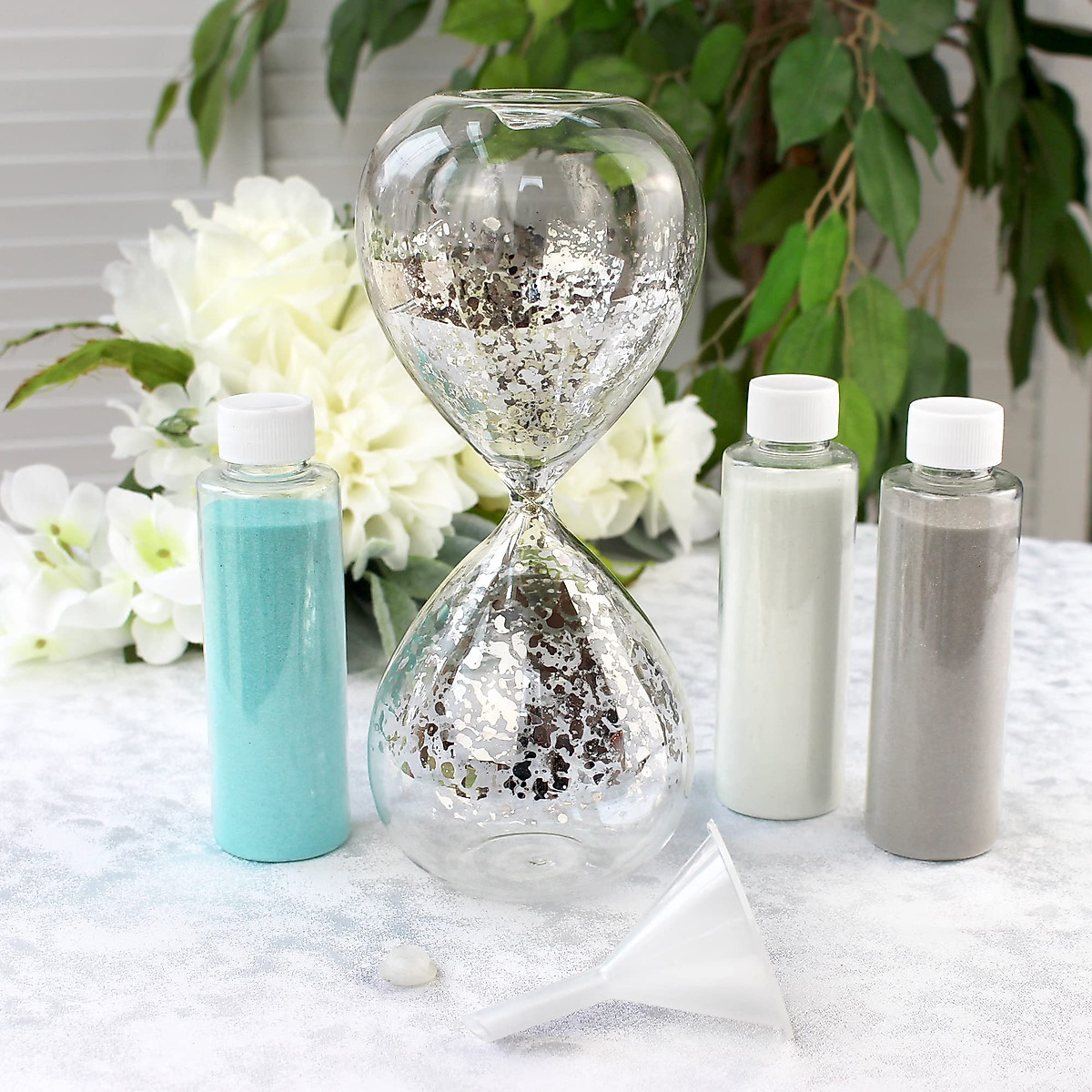 Lillian Rose Hourglass Wedding Unity Sand Ceremony Set, 3.25x3.25x8.25, Clear