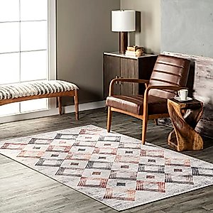 nuLOOM Meg Diamond Stain-Resistant Machine Washable Area Rug
