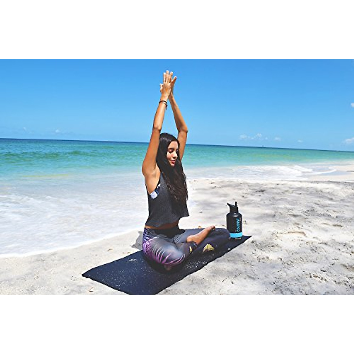 Coldest Sports Water Bottle with Straw Lid Vacuum Insulated Stainless Steel Metal Thermos Bottles Reusable Leak Proof Flask for Sports Gym (Stealth Black, 64 oz)