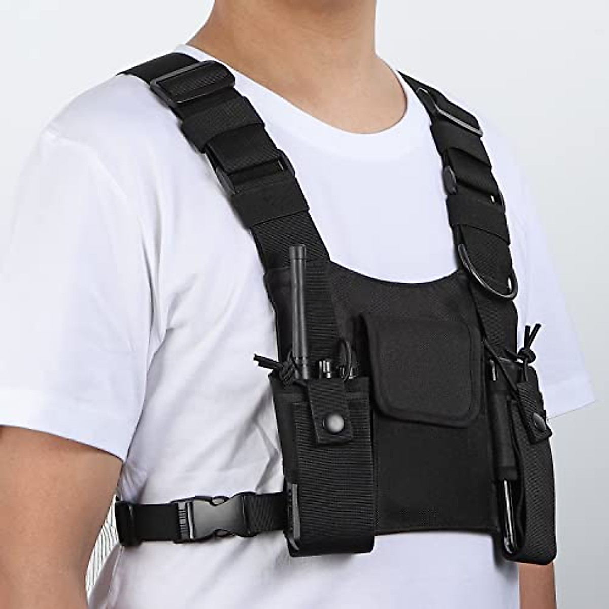 abcGoodefg Radio Chest Harness Chest Front Pack Pouch Holster Vest Rig for Two Way Radio Walkie Talkie(Rescue Essentials) (Black)