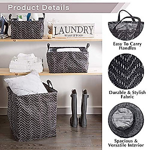 DII Collapsible Waterproof Chevron Laundry Bins, Medium Rectangle, Black/White, 2 Piece
