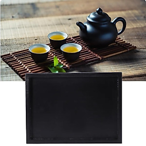 Wood Serving Tray, Reusable Dessert Platters Decorative Fast Food Trays Set for Kitchen Dining Room Party Breakfast in Bed Lunch Dinner Appetizers Patio Ottoman Coffee Table BBQ (Black)