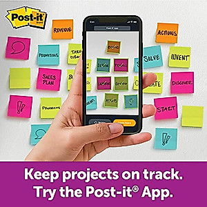 Post-it Super Sticky Pop-upNotes, 3x3 in, 6 Pads, 2x the Sticking Power, Energy Boost Collection, Bright Colors (Orange, Pink, Blue, Green),Recyclable (R330-6SSUC)