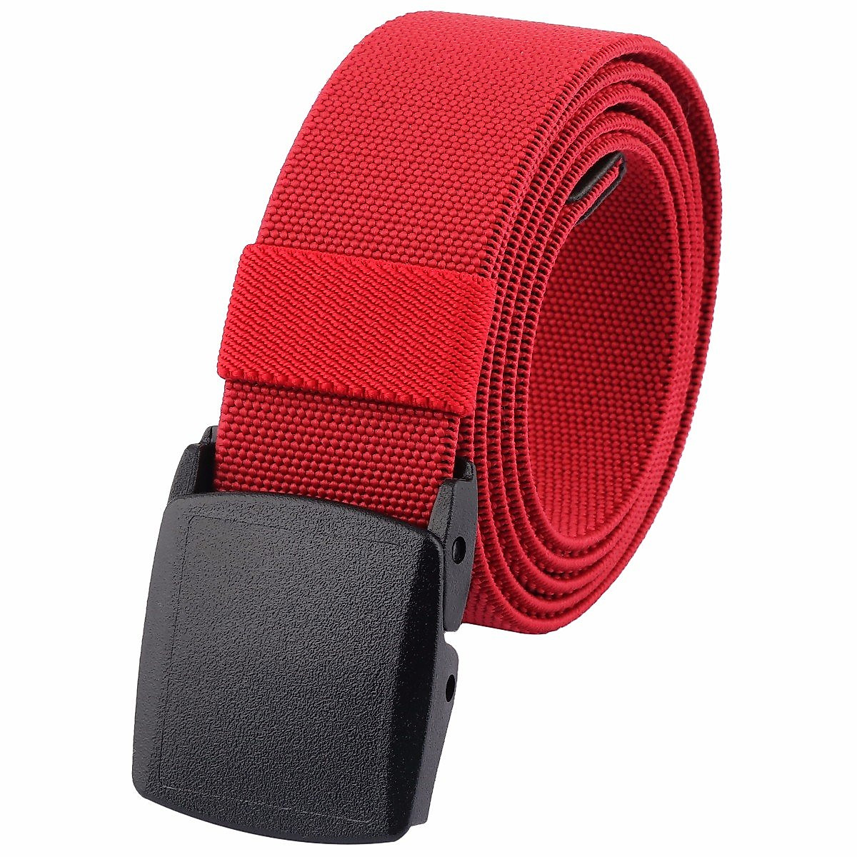 moonsix Men's Elastic Belt,Outdoor Military Tactical Duty Web Belt with Plastic Buckle,Red