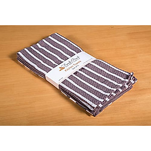 FRENCH BREAD Premium Kitchen Towels Set With Hang Loop - Pack of 5 Cotton Dish Towels for Drying Dishes, 18”x 26”, Absorbent Tea Towels, Dish Towels for Kitchen, Quick Drying Kitchen Towel Set - Gray