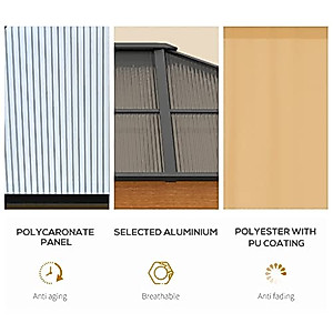 ZGJHFF 10' X 12' Hardtop Polycarbonates Gazebo Canopy Aluminum Frame Pergola W/Netting and Sidewalls for Garden, Patio
